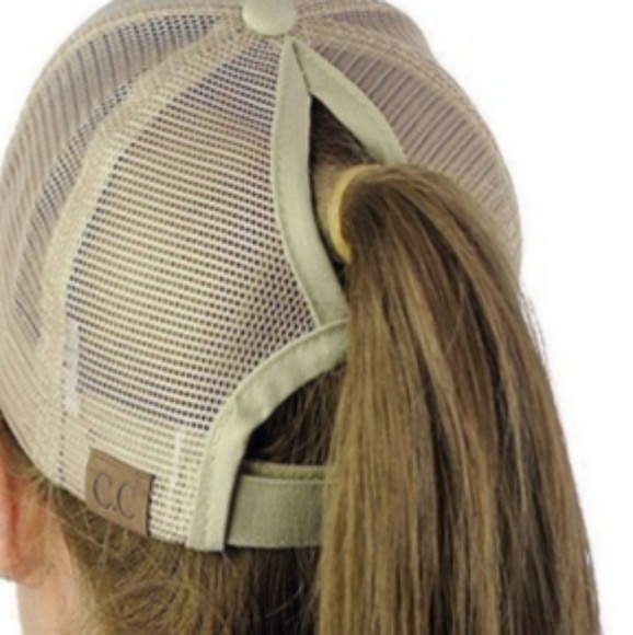 Accessories | Gold Glitter Tan Mesh Ponytail Baseball Cap | Poshmark